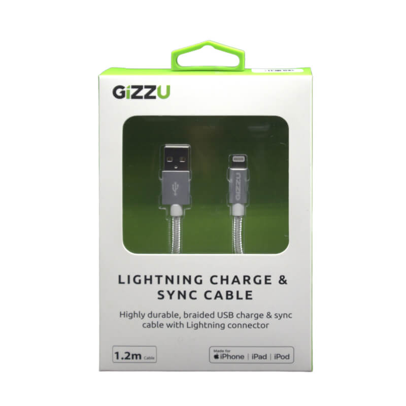 GIZZU Lightning 1.2m Braided Cable White - DTS - Computer Sales ...